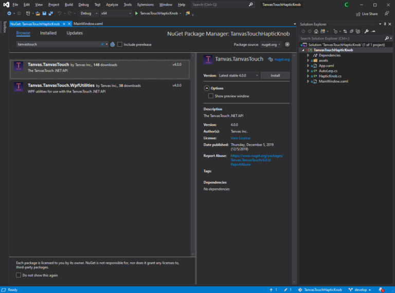 Using the .NET API NuGet Packages - Tanvas